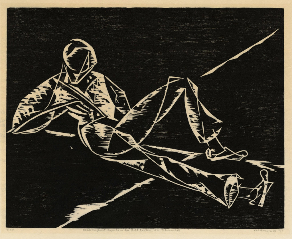Daniel MILLSAPS - Man Reclining - Woodcut on Japan wove paper - 1947 ...
