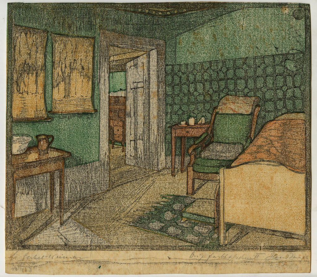 Margarethe GEIBEL - Death Room in Goethe House - Color woodcut ...