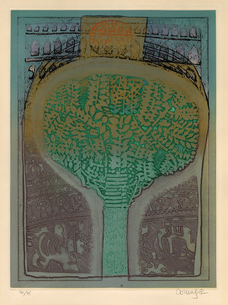 Arun BOSE – Tree in the Temple Garden - Color intaglio viscosity print ...